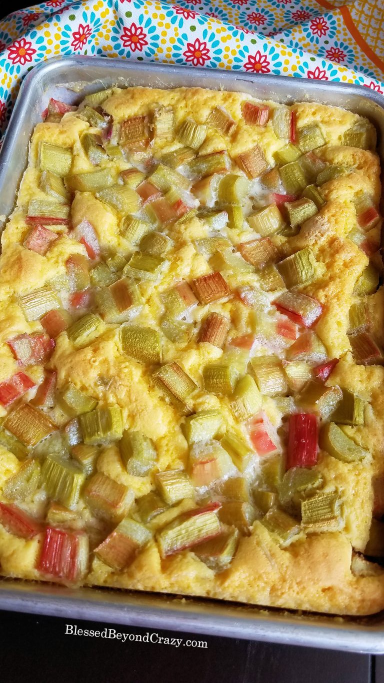 Easy Rhubarb Cake - Blessed Beyond Crazy