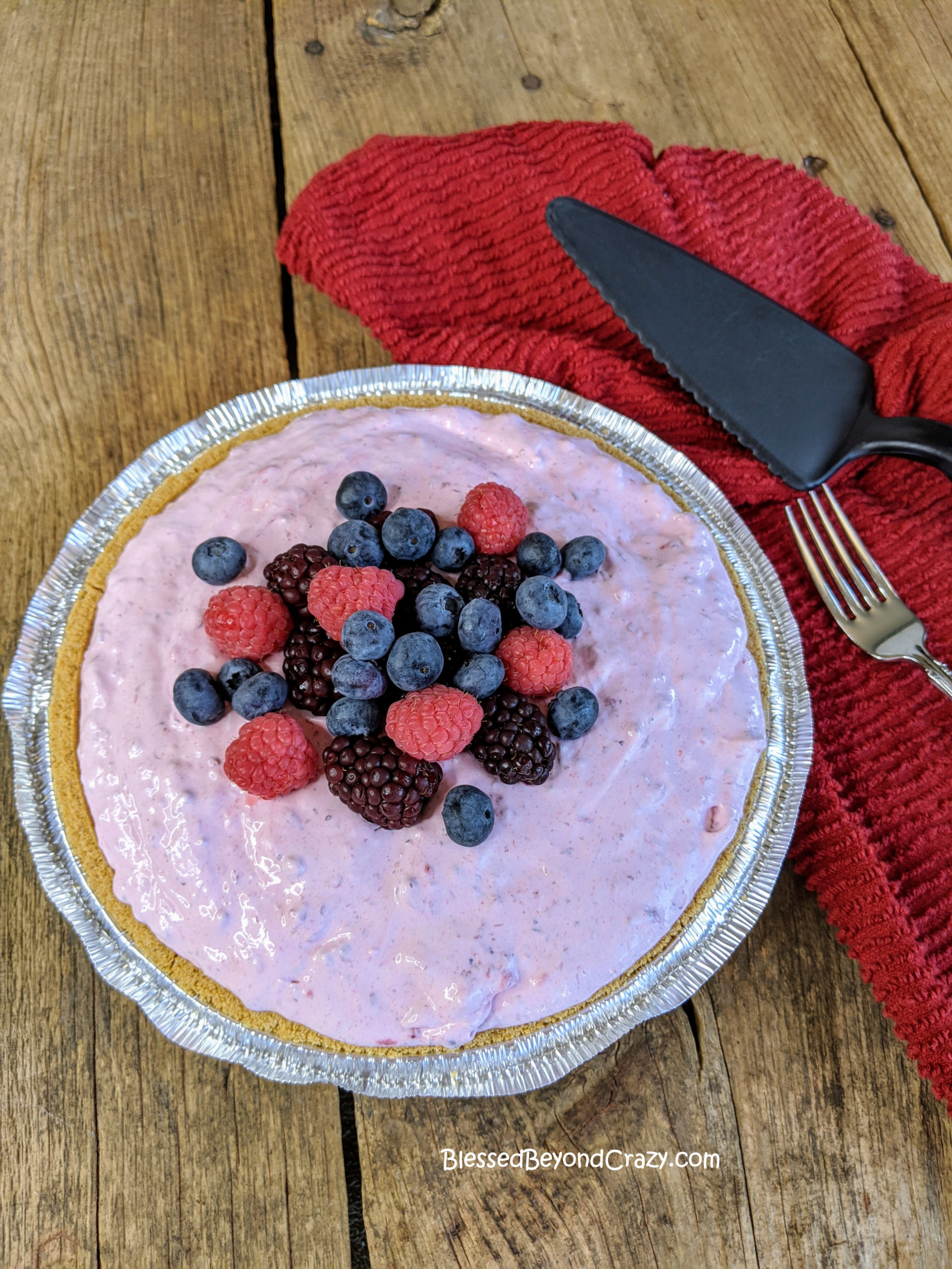 Easy Frozen Berry Cream Pie - Blessed Beyond Crazy