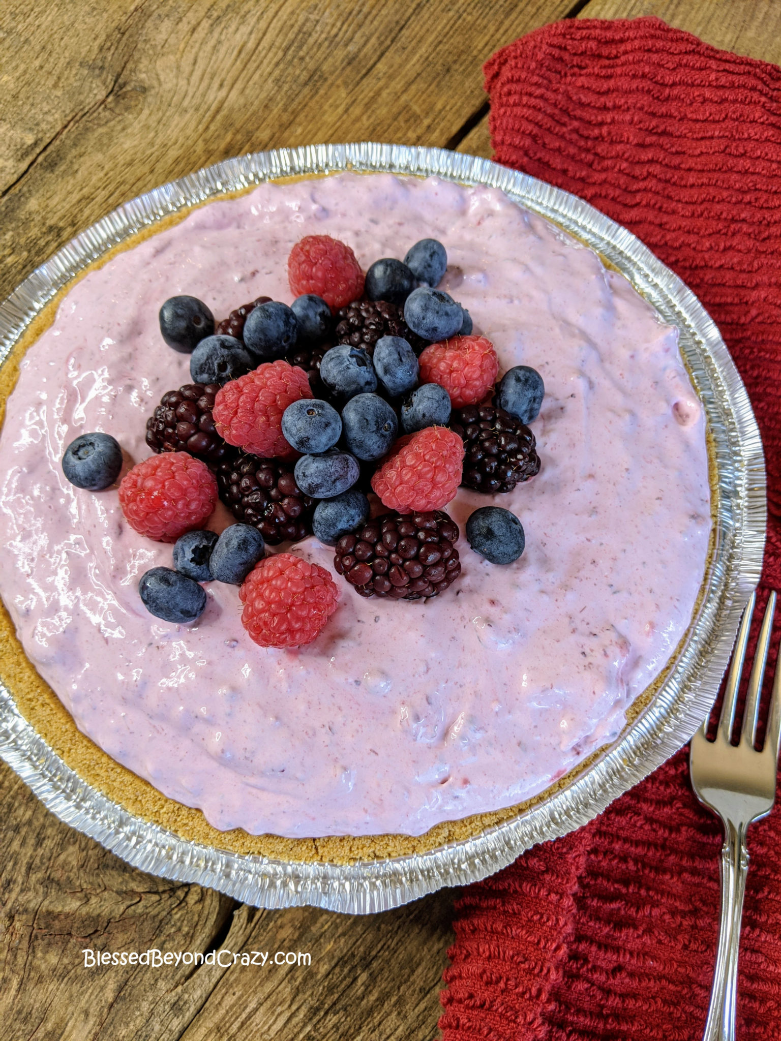 Easy Frozen Berry Cream Pie - Blessed Beyond Crazy
