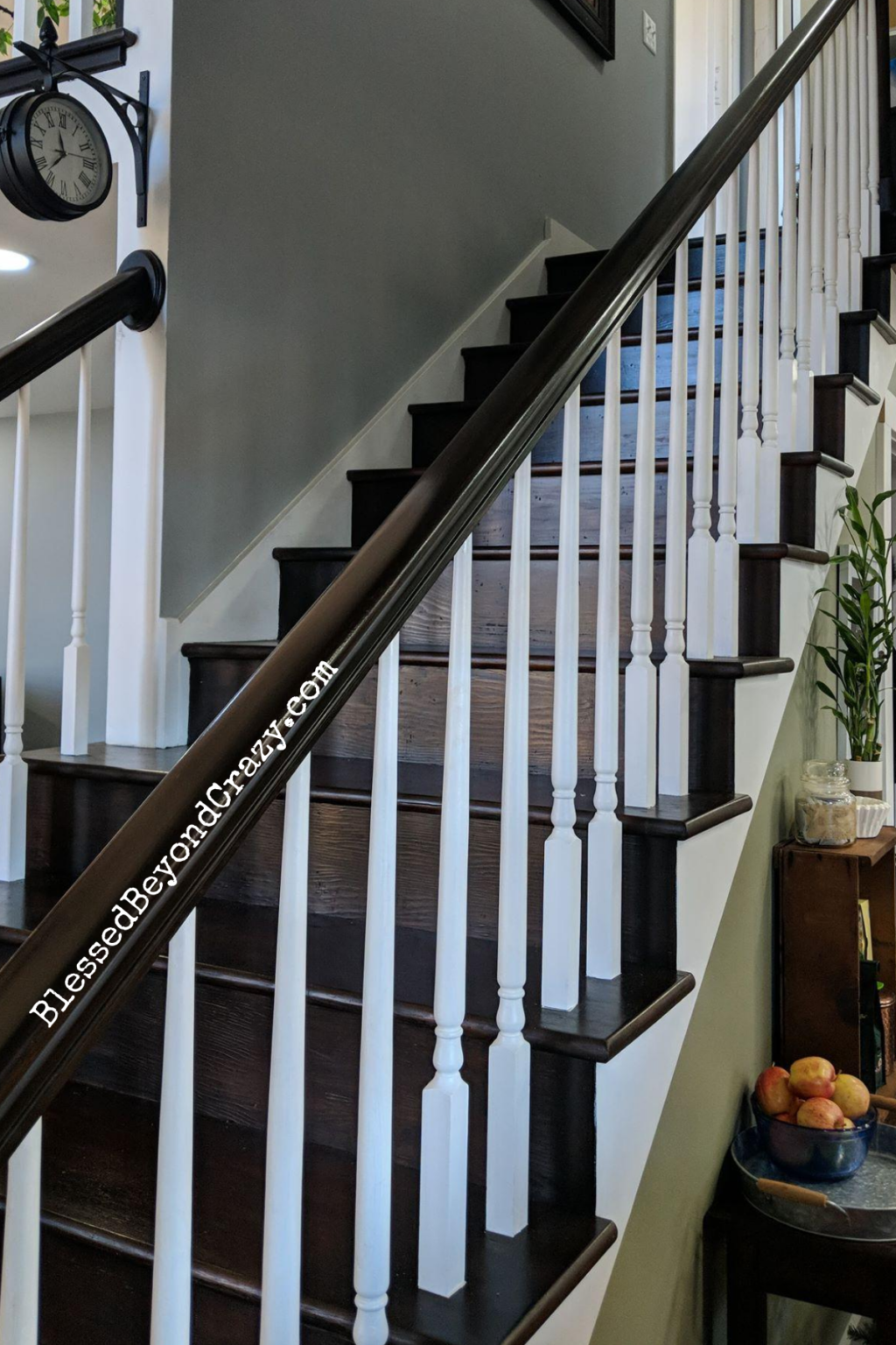 DIY Refinished Staircase - Before and After Pictures - Blessed Beyond Crazy