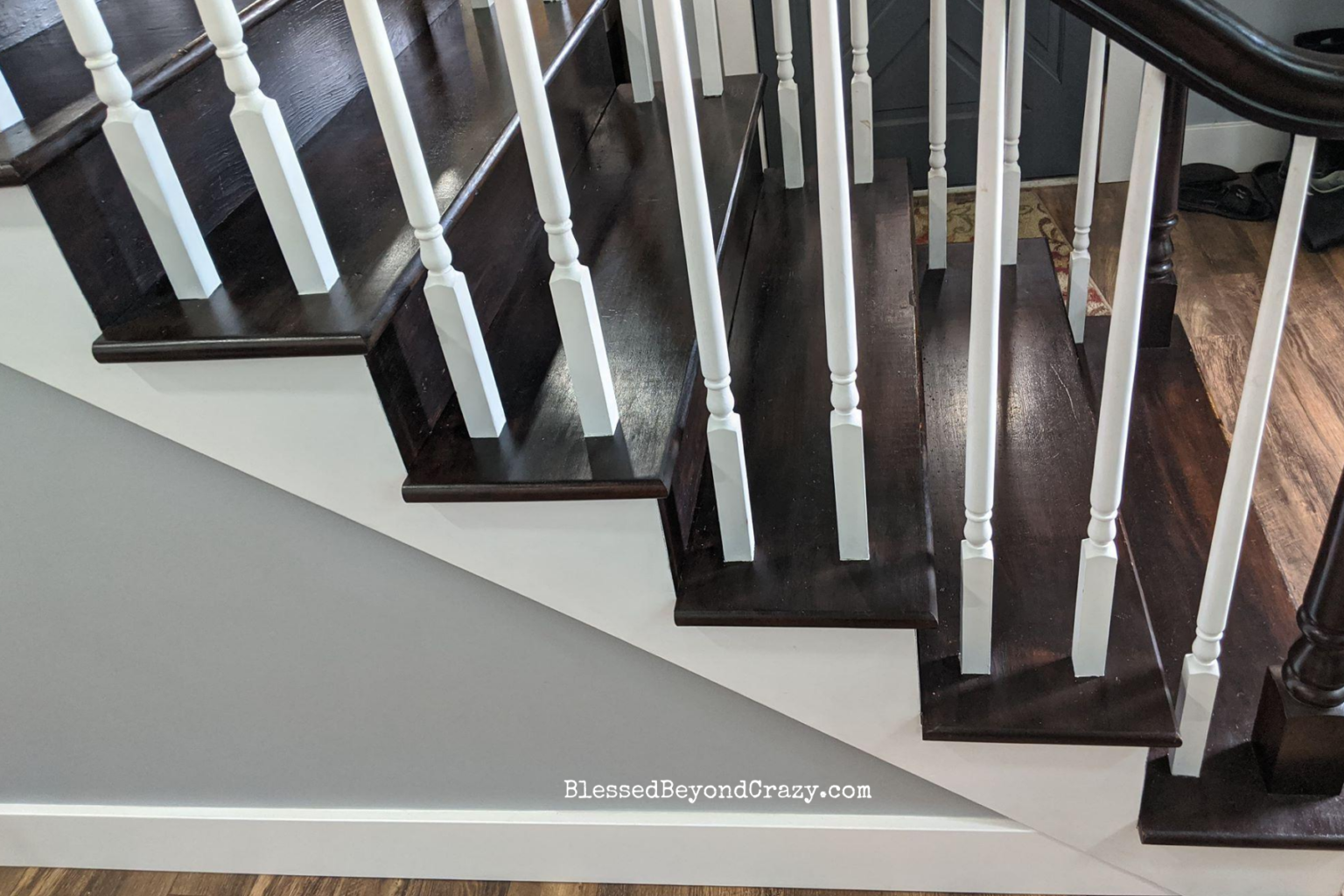 DIY Refinished Staircase - Before and After Pictures - Blessed Beyond Crazy