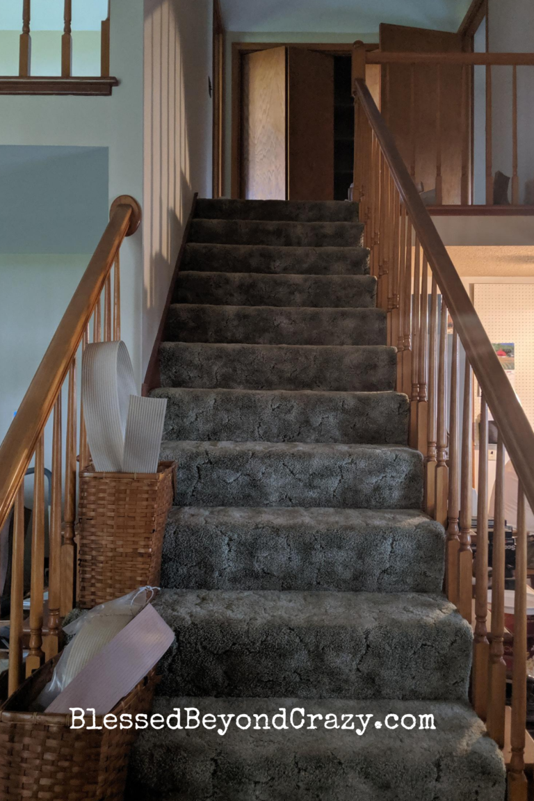 DIY Refinished Staircase - Before and After Pictures - Blessed Beyond Crazy