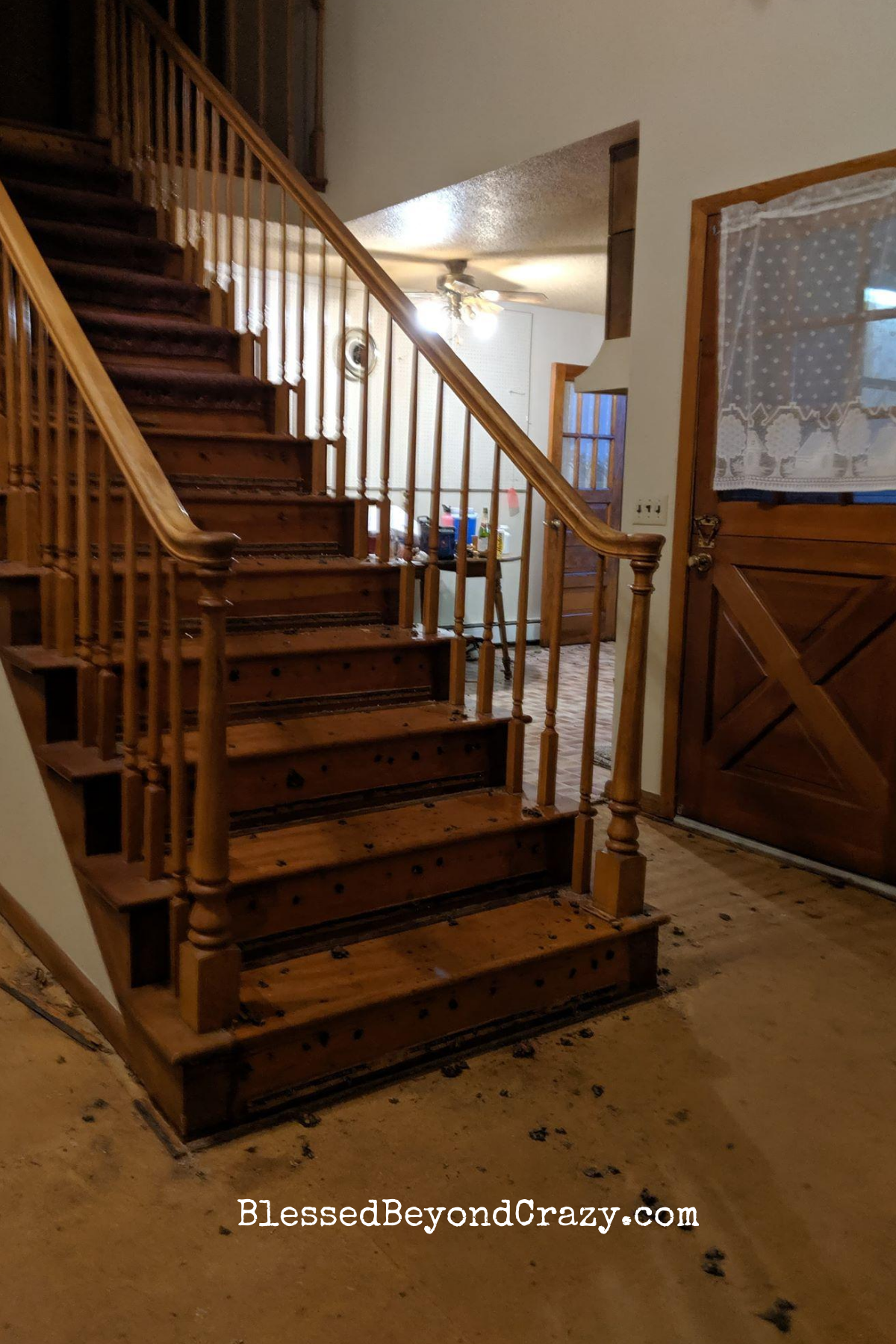 DIY Refinished Staircase - Before and After Pictures - Blessed Beyond Crazy