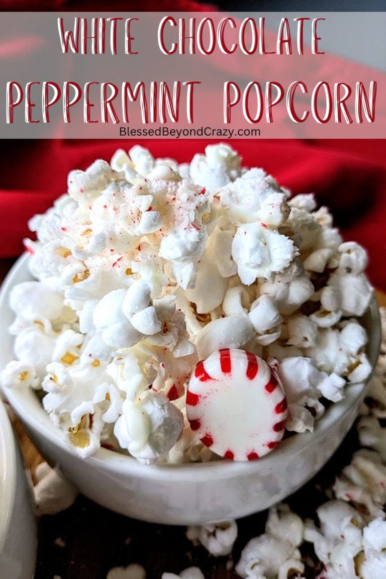 How to Make White Chocolate Peppermint Popcorn - Blessed Beyond Crazy