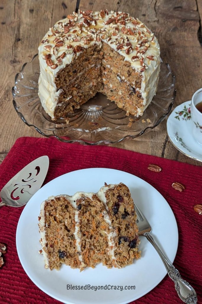 Amazing Cranberry Pineapple Pecan Carrot Cake - Blessed Beyond Crazy